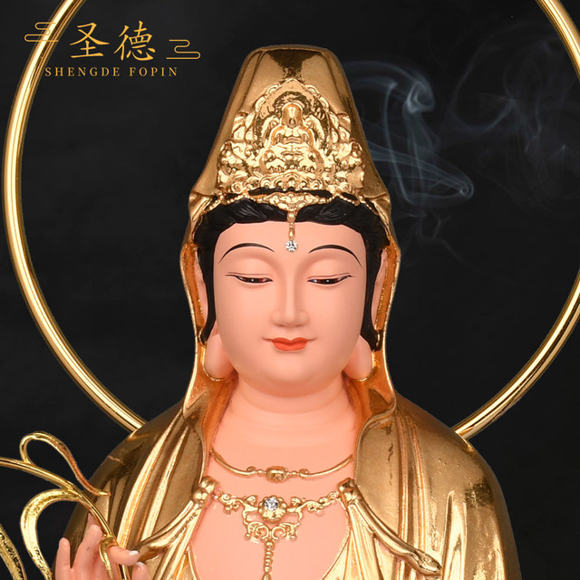 Western three-sage Buddha statue, gilt Amitabha statue, Guanyin ...