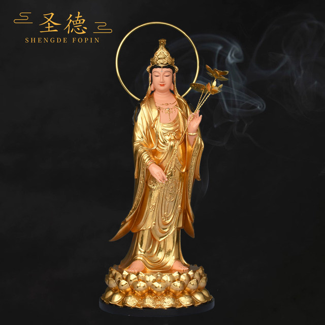 Western three-sage Buddha statue, gilt Amitabha statue, Guanyin ...