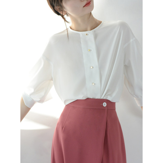 TRR summer cool and breathable round leader cotton white shirt cotton ...