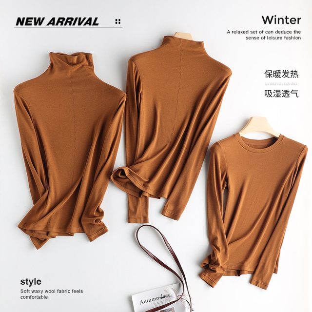 So comfortable! Fine soft wool Mayabi protein essence bottoming shirt ...