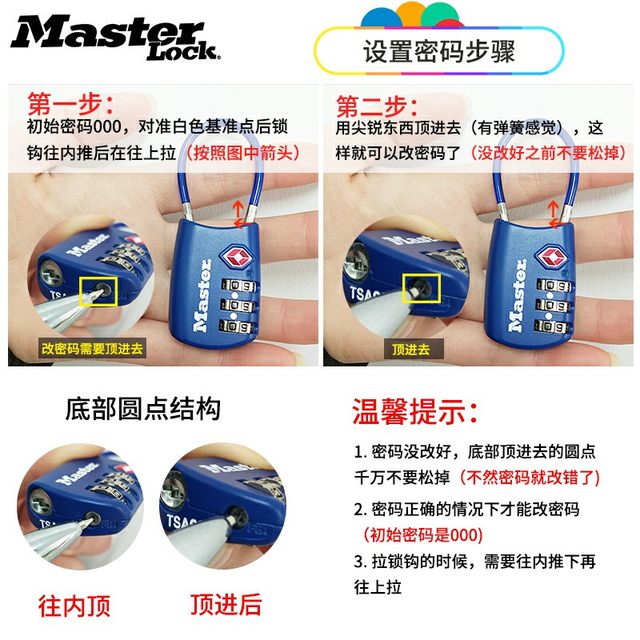 Master TSA Customs Lock Trolley Suitcase Combination Lock Travel ...
