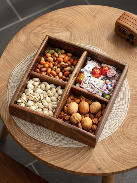 Walnut solid wood dumping dry fruit box wooden candy box living room ...