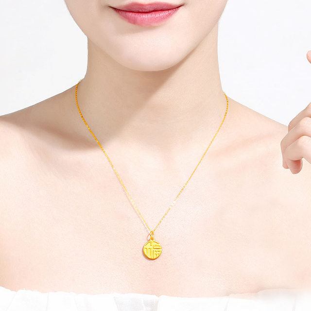 Authentic gold necklace 9999 pure gold women's model young national ...