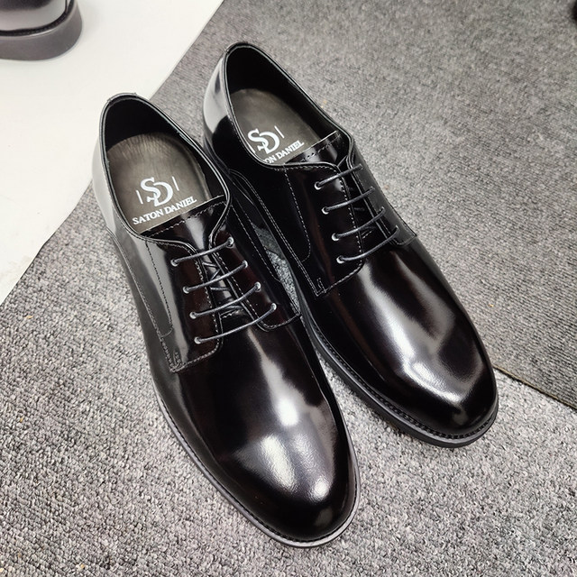 Soft -bottom thick bottom small round scalp shoes Men's leather formal ...