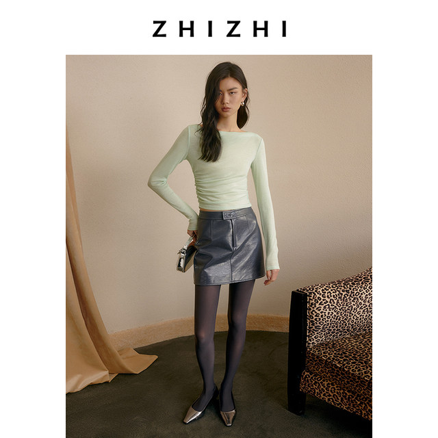 ZHIZHI Spring Xiaoqu T-shirt Women's 2024 Autumn New Slim Fashion One-shoulder Top Goddess Wear