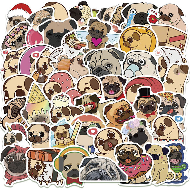 Pug Sticker Puppy Pug Dog Hapi Cartoon Cute Children Sticker Pattern ...