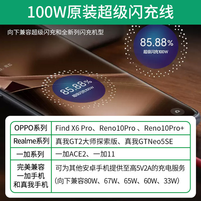 OPPO 100W charging cable 10A original Type-C Realme GT5Pro FindX7Pro ...
