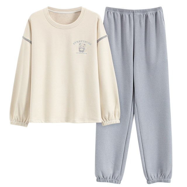 Langsha velvet pajamas women's autumn and winter long-sleeved brushed ...