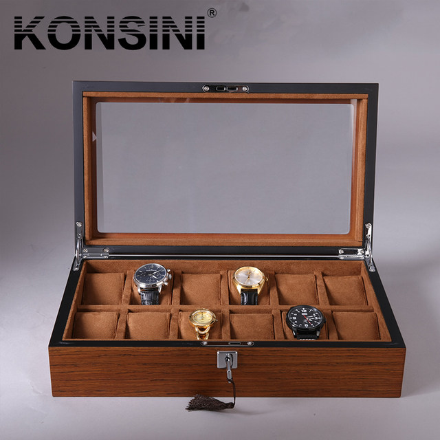 KONSINI watch box wooden multi-grid bracelet bracelet storage box ...