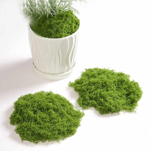 Simulated moss landscaping, fake moss wool turf green plants, micro ...