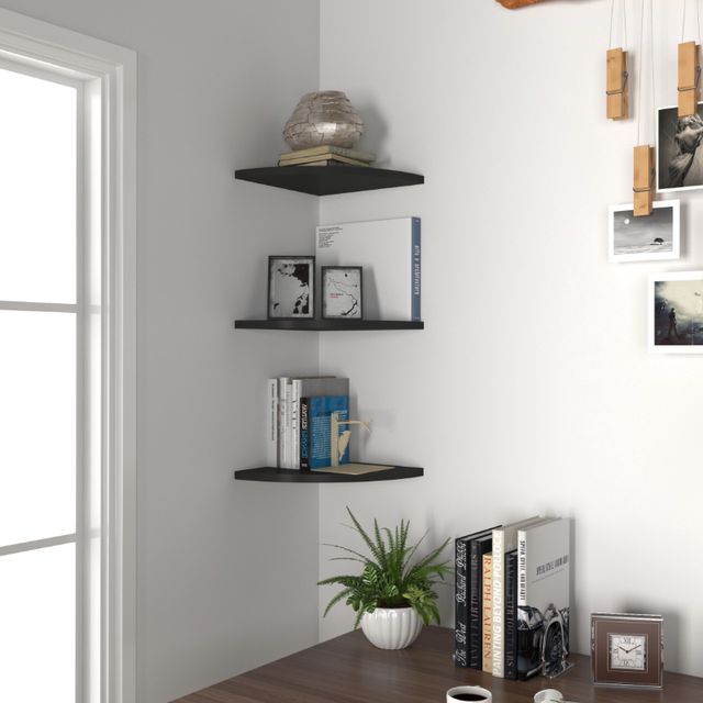 Corner punch-free shelf bedroom fan-shaped wall decorative corner shelf ...