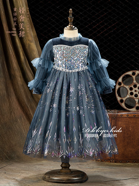 Hi!Fish Girls Elsa Princess Dress Autumn and Winter Children's Dress ...