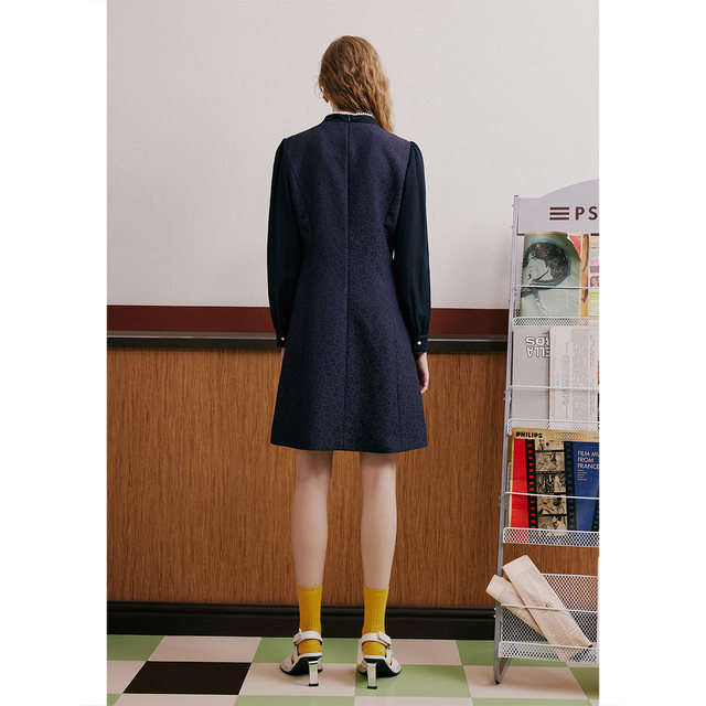 PSALTER Psalm 2023 Spring Round Neck Lace Retro Texture Jacquard Dress