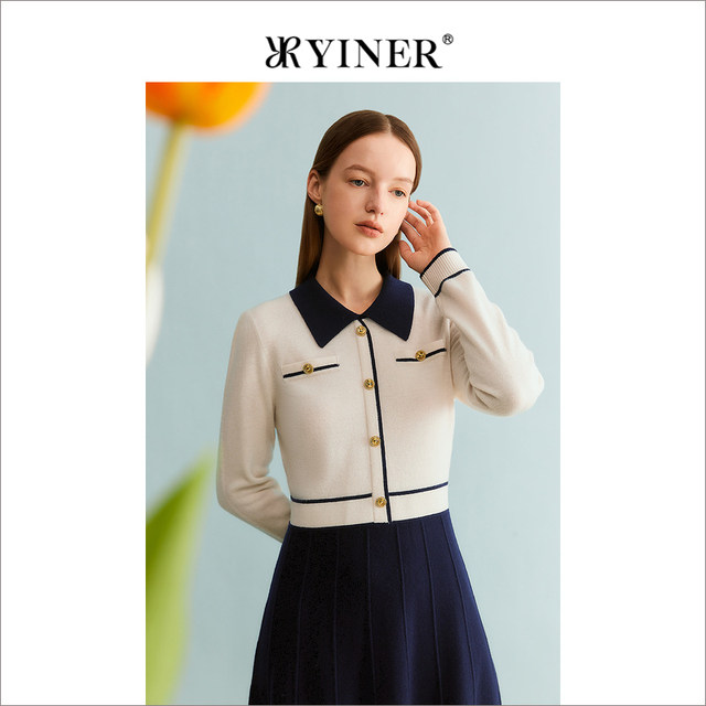 YINER Yin'er specializes in women's winter knitted contrast color POLO ...