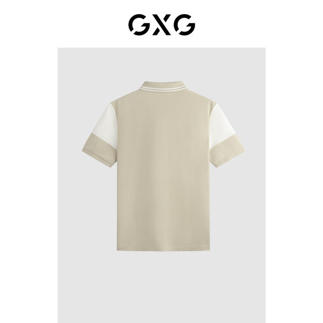 GXG Men's 2024 Summer Contrast Color Embroidered Pure Cotton Simple Casual Polo Shirt Men's ...