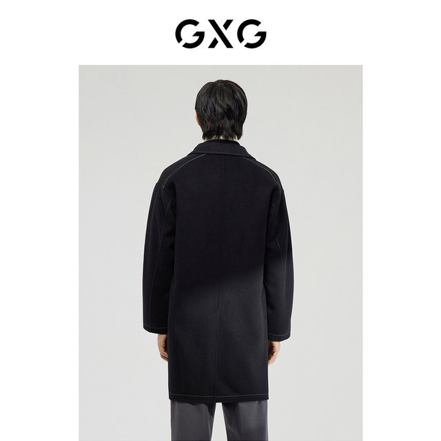 GXG Outlet 22 Years Men's Black Topstitched Long Coat Jacket Fashion Trendy Exquisite Winter New ...