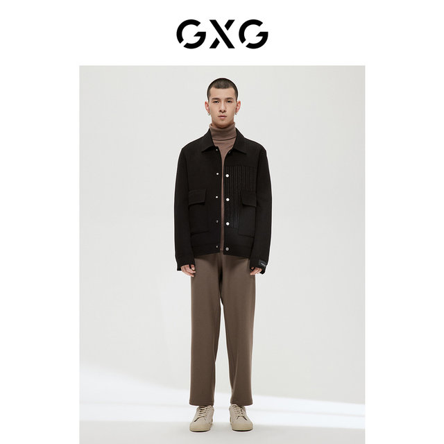 GXG Men's Minimalist Series Black Simple Short Coat 2022 Winter New Product