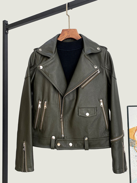 2025 spring new genuine leather leather jacket for women slim zipper ...