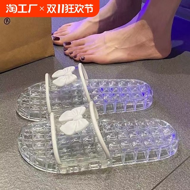 Fashionable transparent crystal slippers for women to wear outside in ...