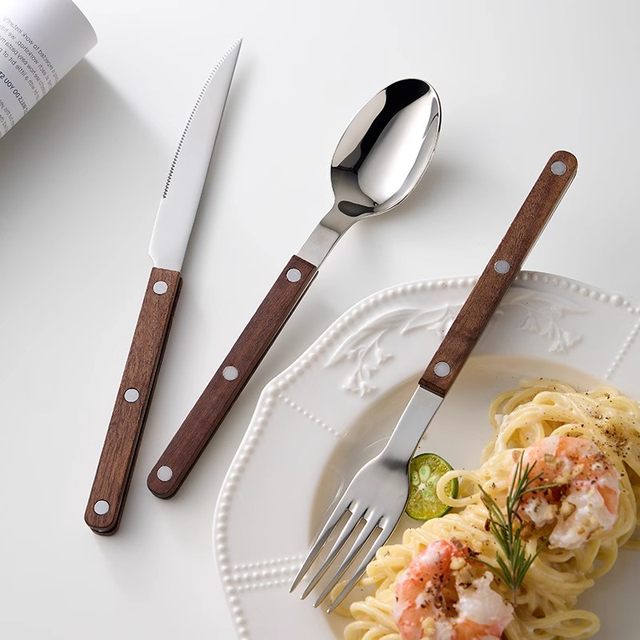 French authentic Sabre Paris vintage teak shiny matte western tableware ...