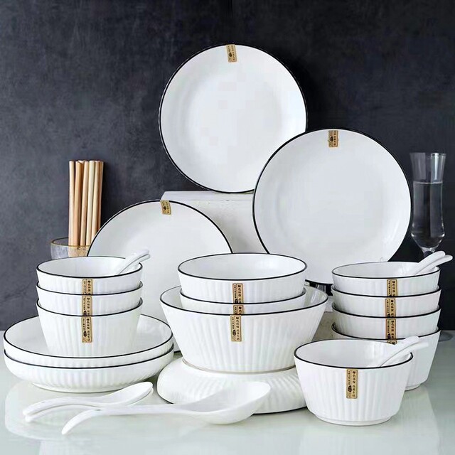Ceramic bowl household tableware set bowls and plates high-end bowls ...