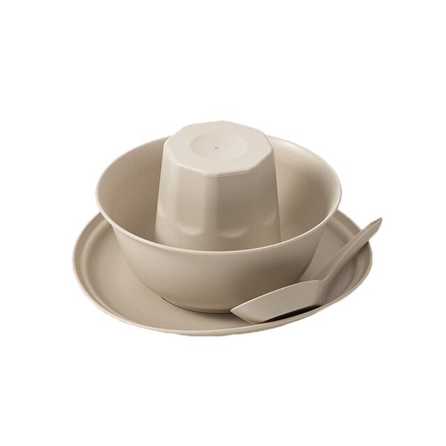 Rice husk disposable tableware, bowls and chopsticks set, spoons, cups ...