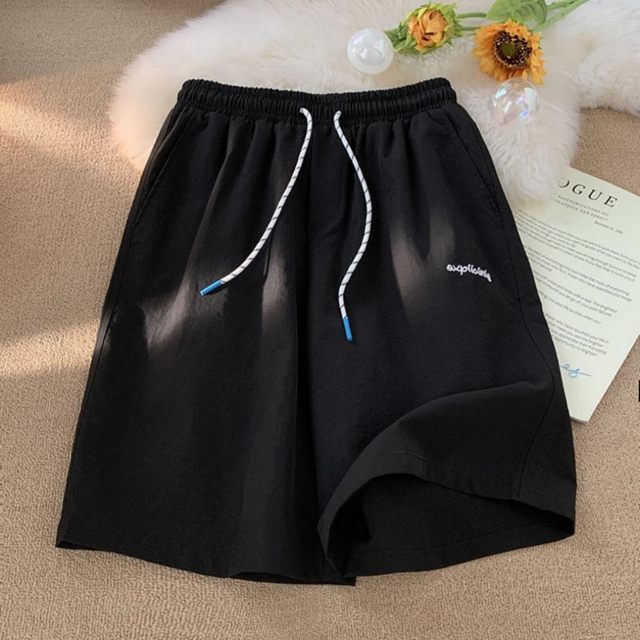 Designed embroidered casual shorts men's summer American high-waisted ...