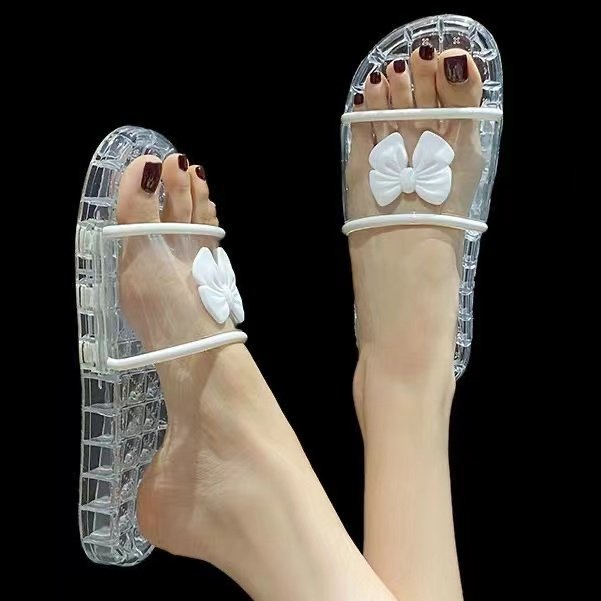 Fashionable transparent crystal slippers for women to wear outside in ...