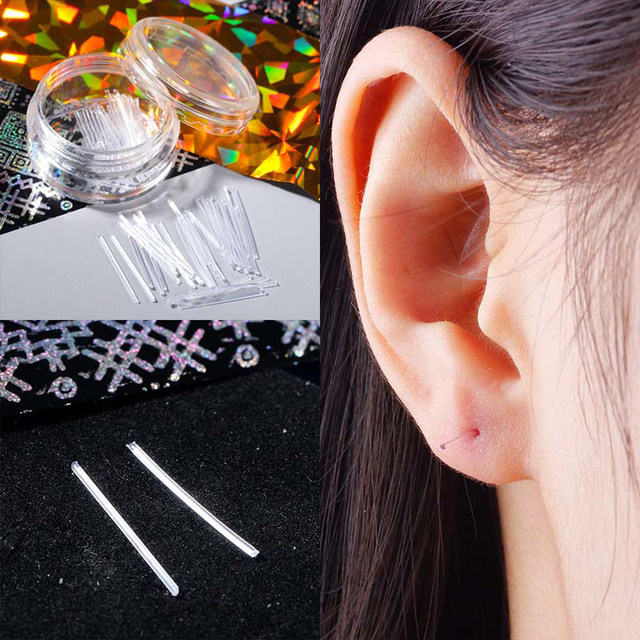 Invisible ear-piercing transparent earrings ear sticks female Japanese ...
