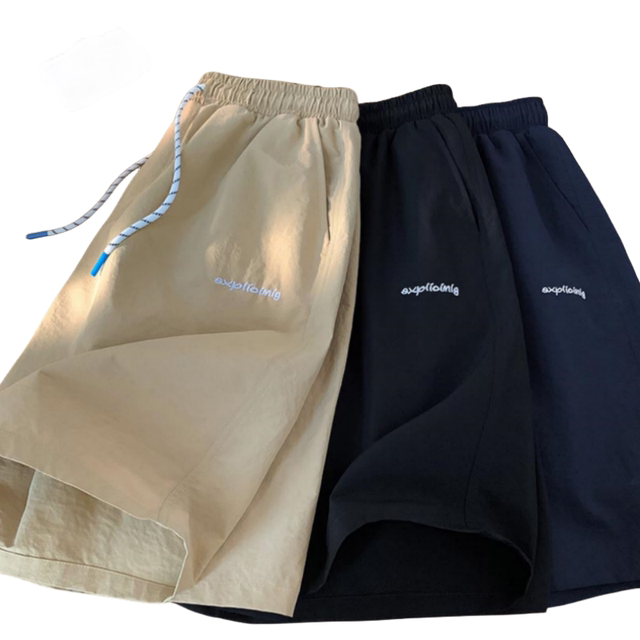 Designed embroidered casual shorts men's summer American high-waisted ...