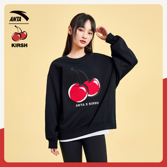 Anta KIRSH joint model 丨 big cherry pullover plus velvet sweater women ...