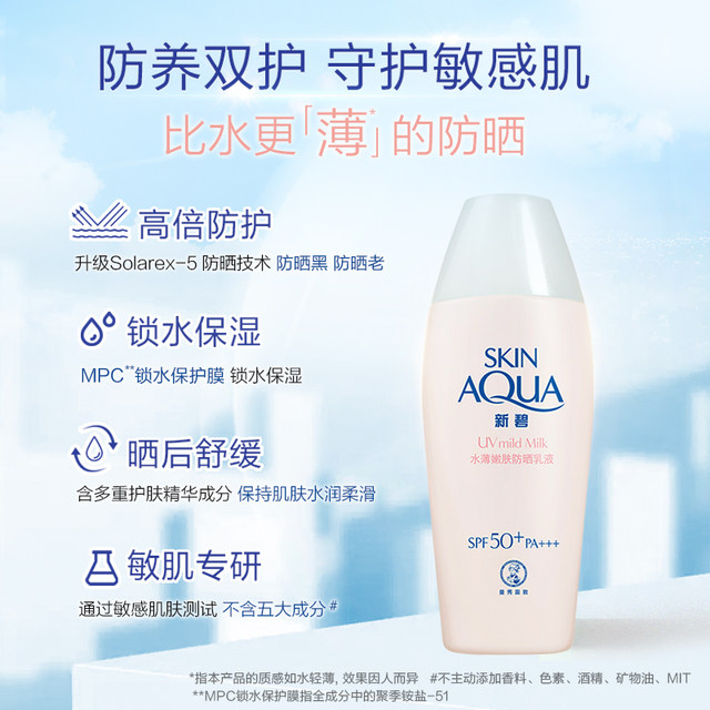 Mentholatum New Clear Water Thin and Light Sunscreen Lotion Refreshing and Nourishing Sensitive ...