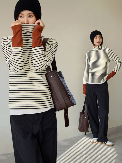 Cloud Life Thermal Striped Shirt Contrast Color Splicing German Velvet ...