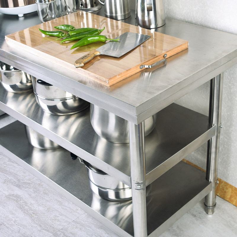 Stainless Steel Workbench - Three-Layer Kitchen Table for Home ...