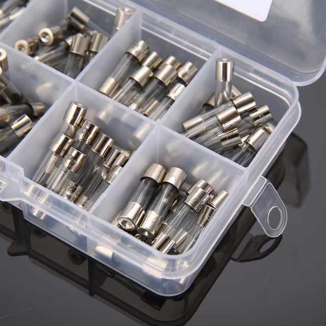 100pcs Blow Glass Tube Fuses Set Glass Fuse With Box 0.25/0.