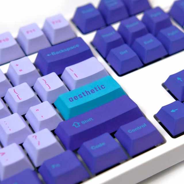 128 Keys Customized Steam Wave Purple Key Cap PBT Dye Subbed