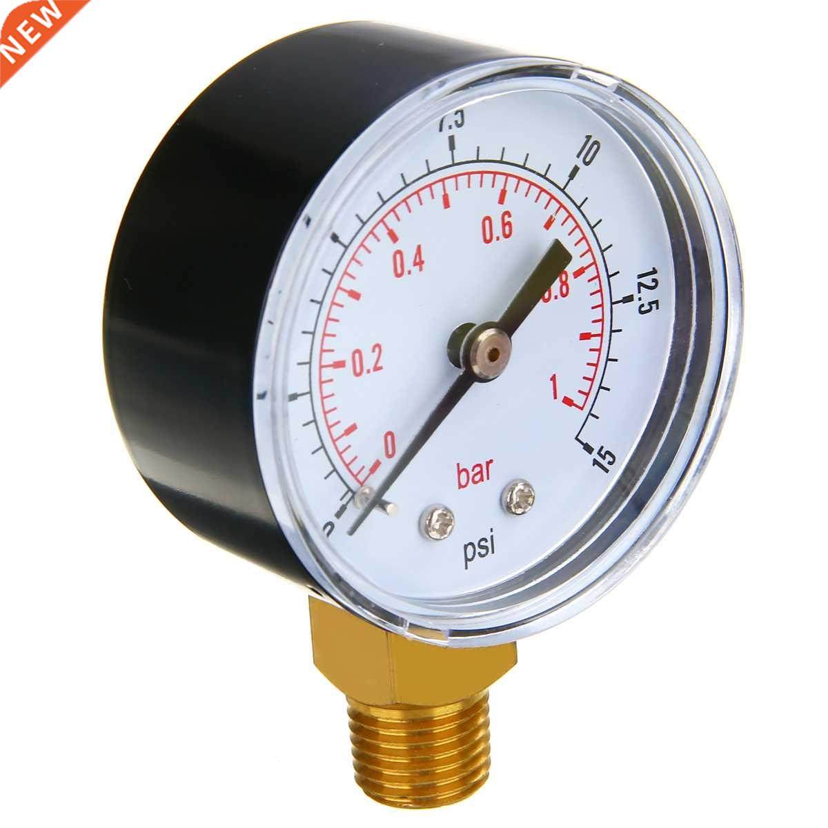 1Pc 1/4 BSPT Low Pressure Gauge 50mm 0-15 PSI 0-1 Bar Durabl