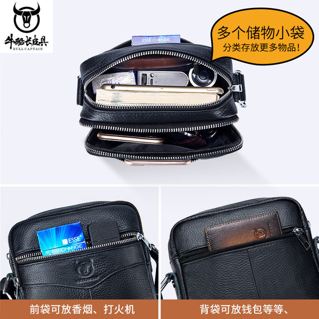 Captain Cow Leather Genuine Leather Men's Crossbody Shoulder Bag ...