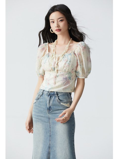 Aike 2025 spring new gentle color blouse age-reducing niche exquisite ...