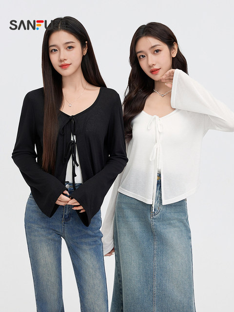Sanfu Cardigan Summer 2025 New Thin Translucent Texture Band Loose ...