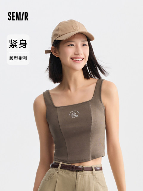 Senmaro Little Black Vest Female Short Female Printing cute 2024 summer ...