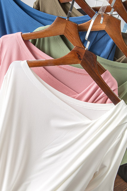 Elegant French one-line swag collar mulberry silk no-iron ribbed short ...