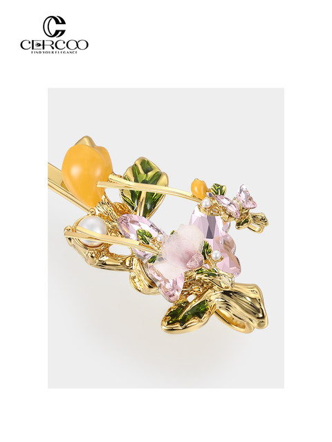 CERCOO/Luxury Koufeng and Zilan handmade flowers retro hair folder ...