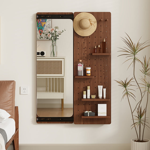 Solid wood cave plate dressing mirror push and closes the hidden body ...
