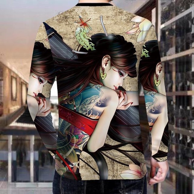 Guo Chao Spring and Autumn Men's long -sleeved T -shirt bottom shirt ...