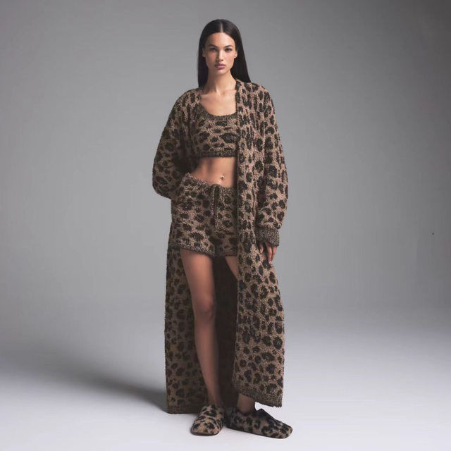 Skims Christmas Leopard Print Limited Edition Fuzzy Knit Small Ear ...