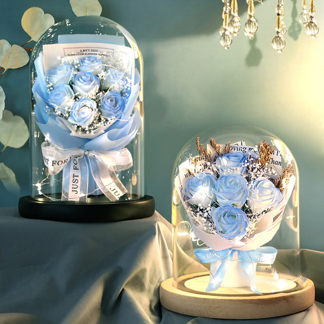 Preserved flower glass cover ornaments, birthday and graduation season ...