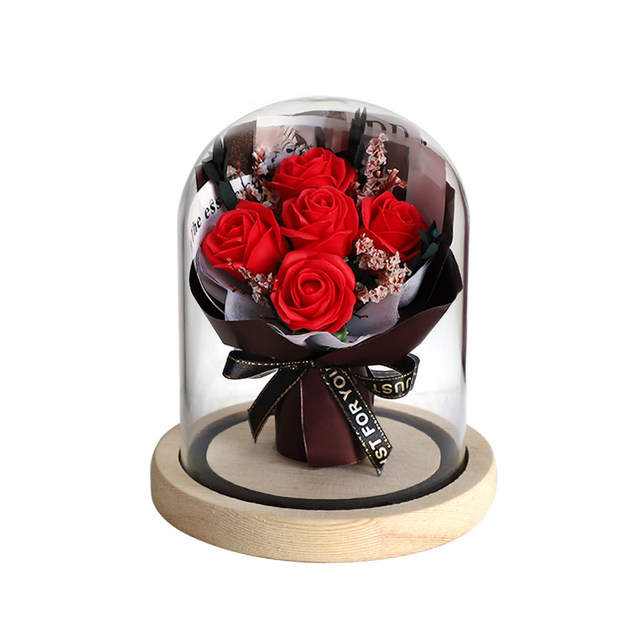 Preserved flower glass cover ornaments, birthday and graduation season ...