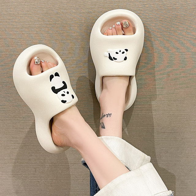 2024 new cute couple panda cold slippers Female summer wearing indoor ...