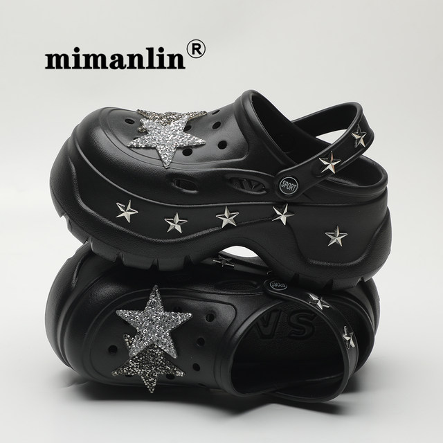 Punk style height-increasing slippers, Crocs, women's summer outer wear ...